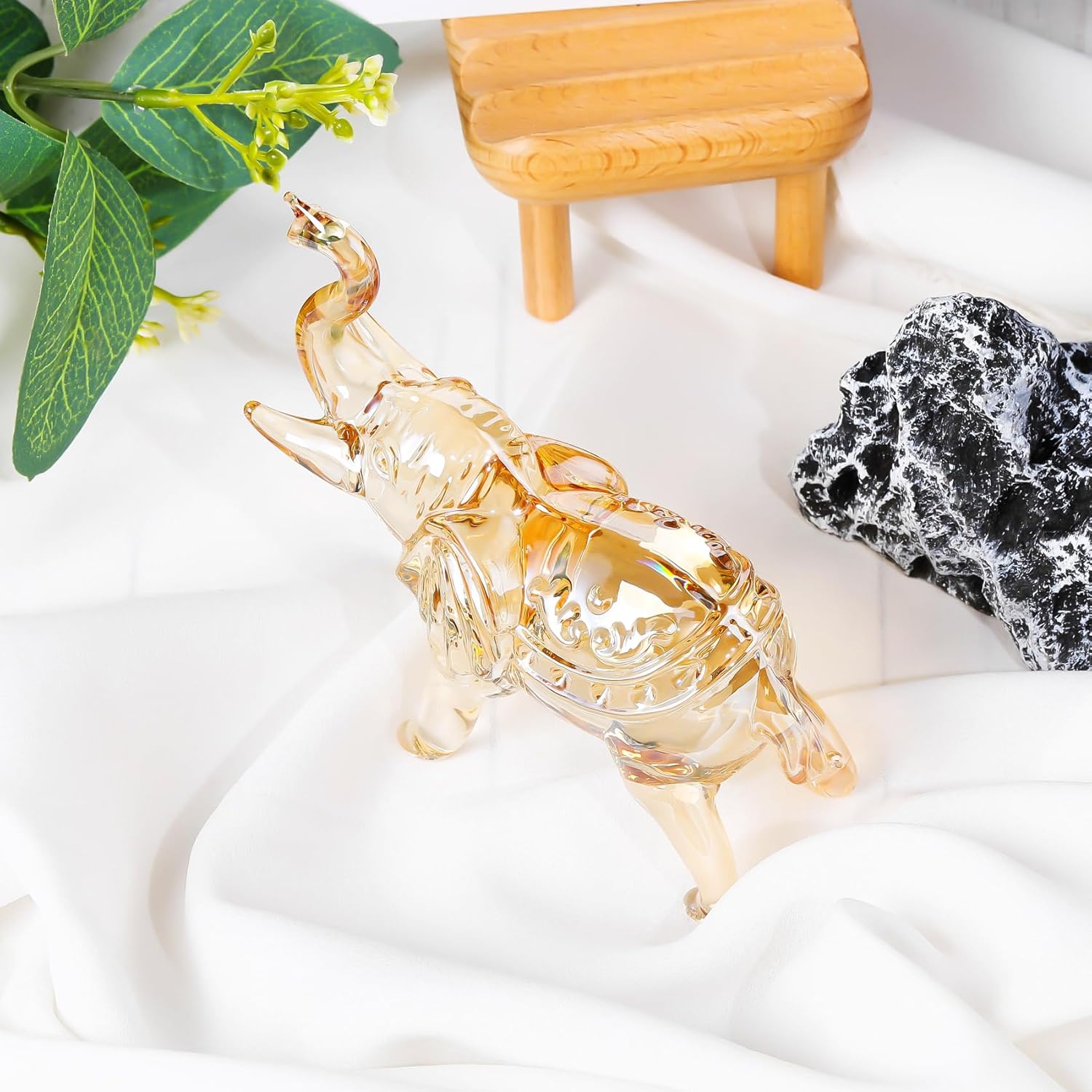 YWHL Figura de elefante de cristal champán, estatua de elefante de ...