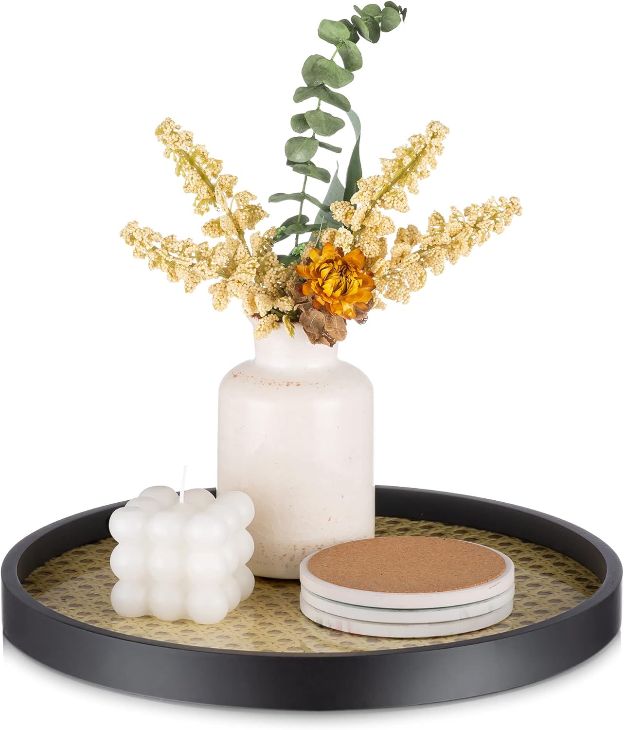 Amazon.com: Hanobe Round Decorative Coffee Tray: Coffee Table Trays ...