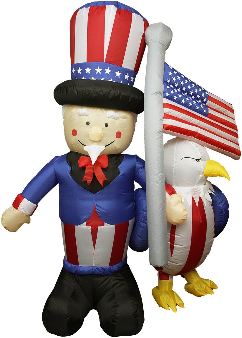 Amazon.com: Northlight Inflatable Lighted Uncle Sam with American Flag ...