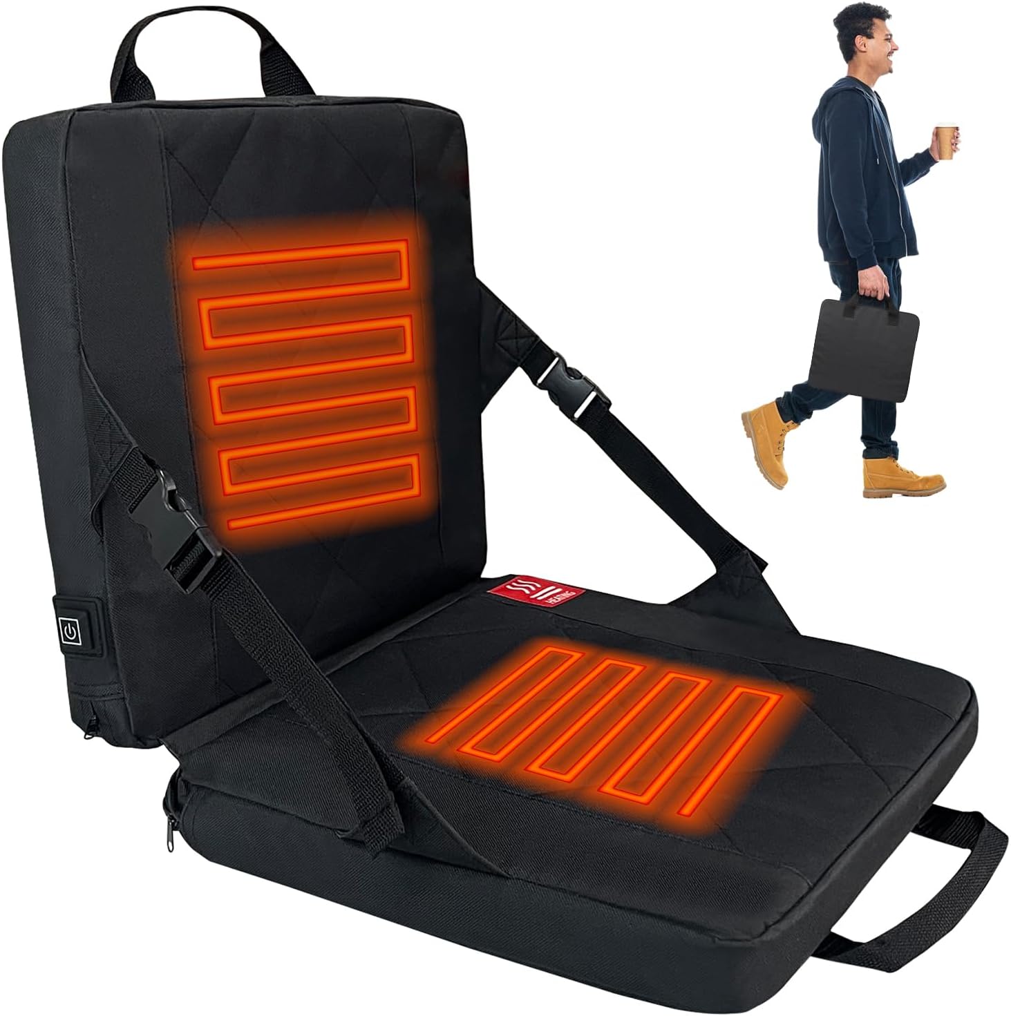Amazon.com: GHPERTCAER Heated Bleacher Seat Pad Cushion with Back ...