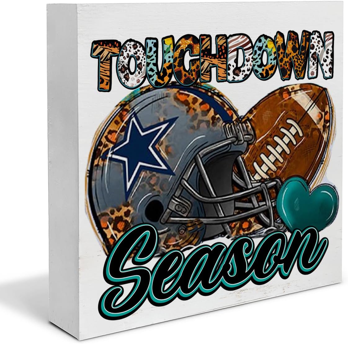 Amazon.com : Football Wood Box Sign Art Desk Decor Fall Football Wood ...