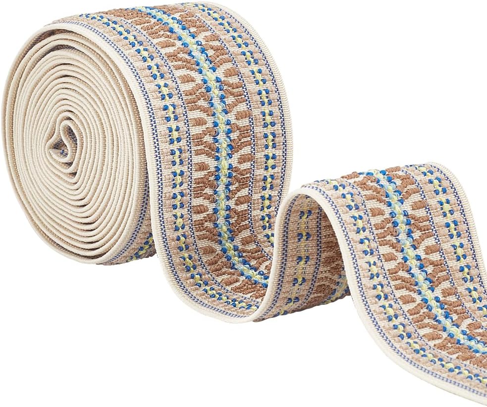 BENECREAT 2.28m Jacquard-Gummiband, 50mm Elastisches Besticktes Webband ...