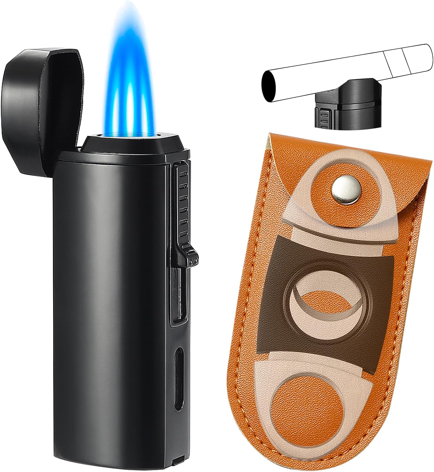 Amazon.com: Haillai Triple Jet Flame Lighter and 𝐂𝐮𝐭𝐭𝐞𝐫 Set, Built-in ...