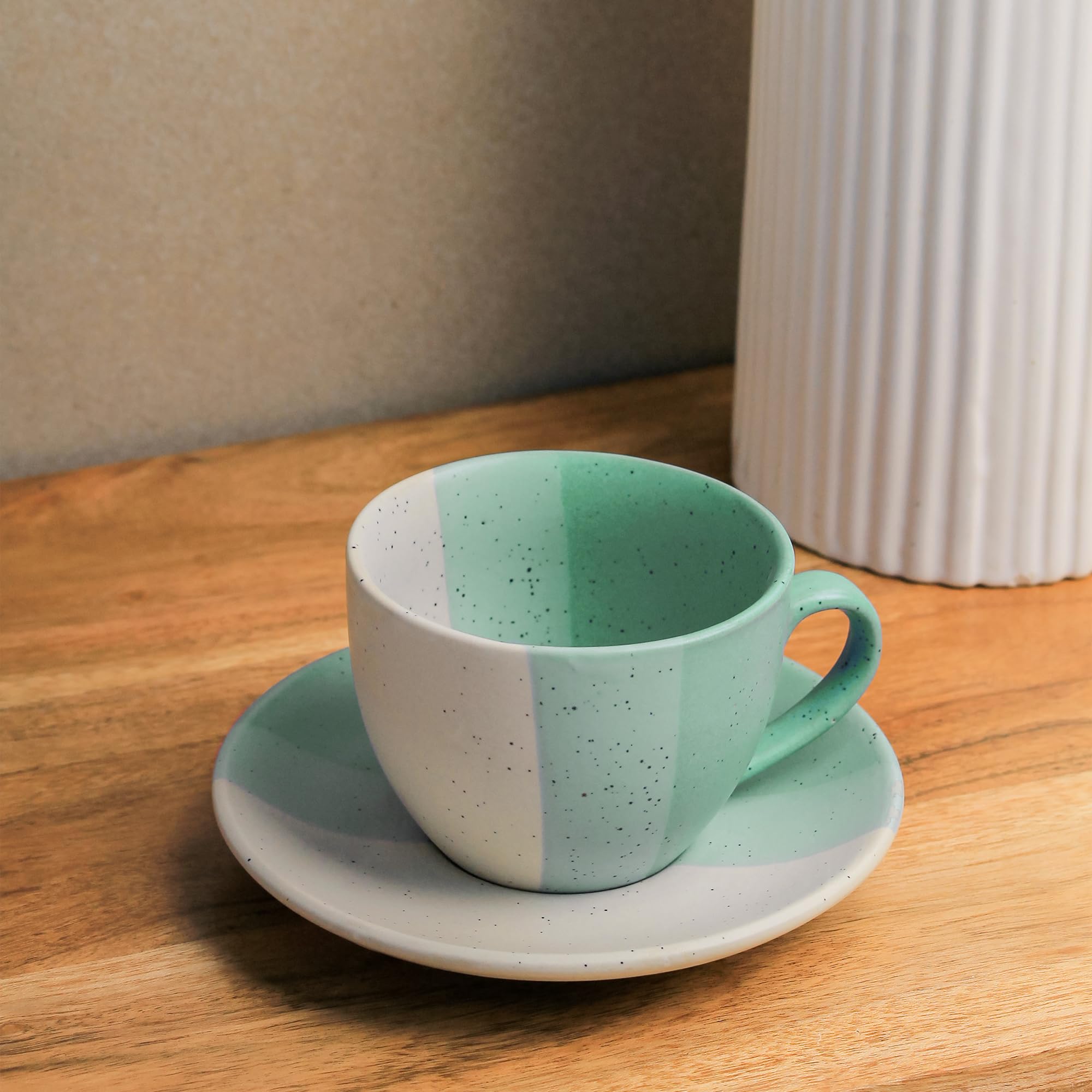 The Earth Store TT Green Ceramic Cappuccino Coffee Cup with Saucer Set ...