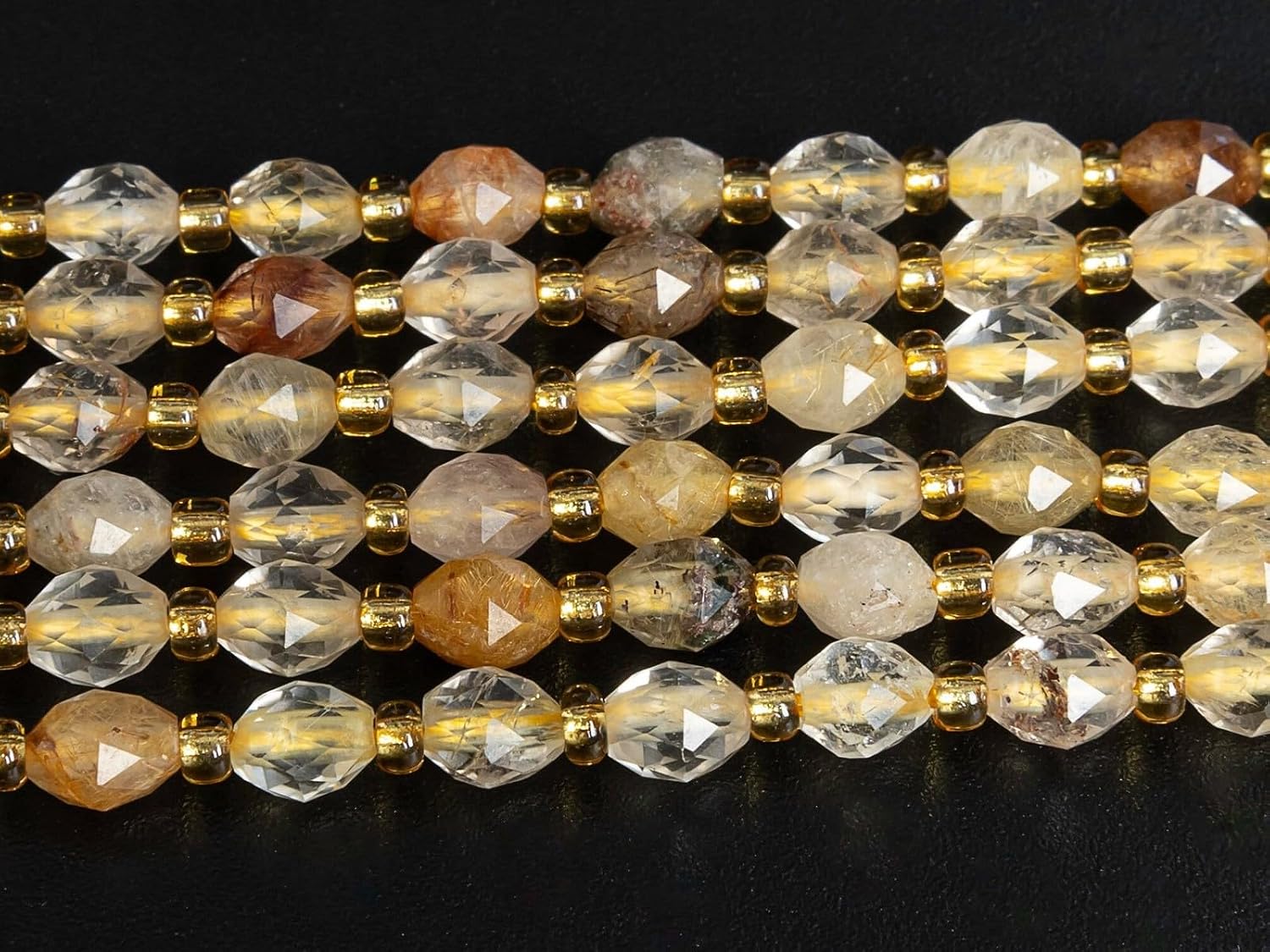 Amazon.com: 6MM Natural Yellow Rutile Quartz Beads AA Drum Barrel Rice ...