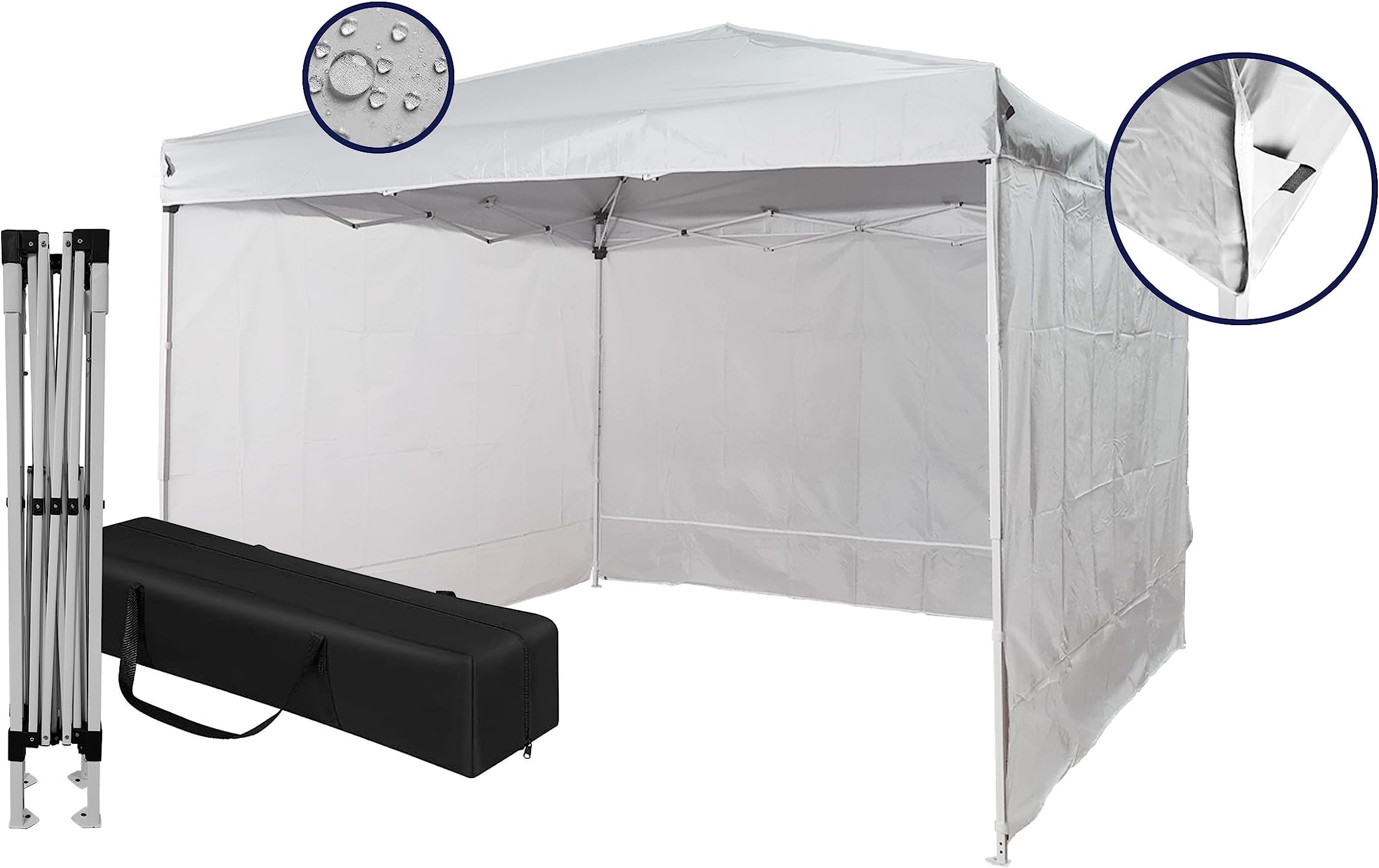 Gazebo 3x3 Pieghevole Impermeabile Con 3 Pareti Laterali, Struttura ...