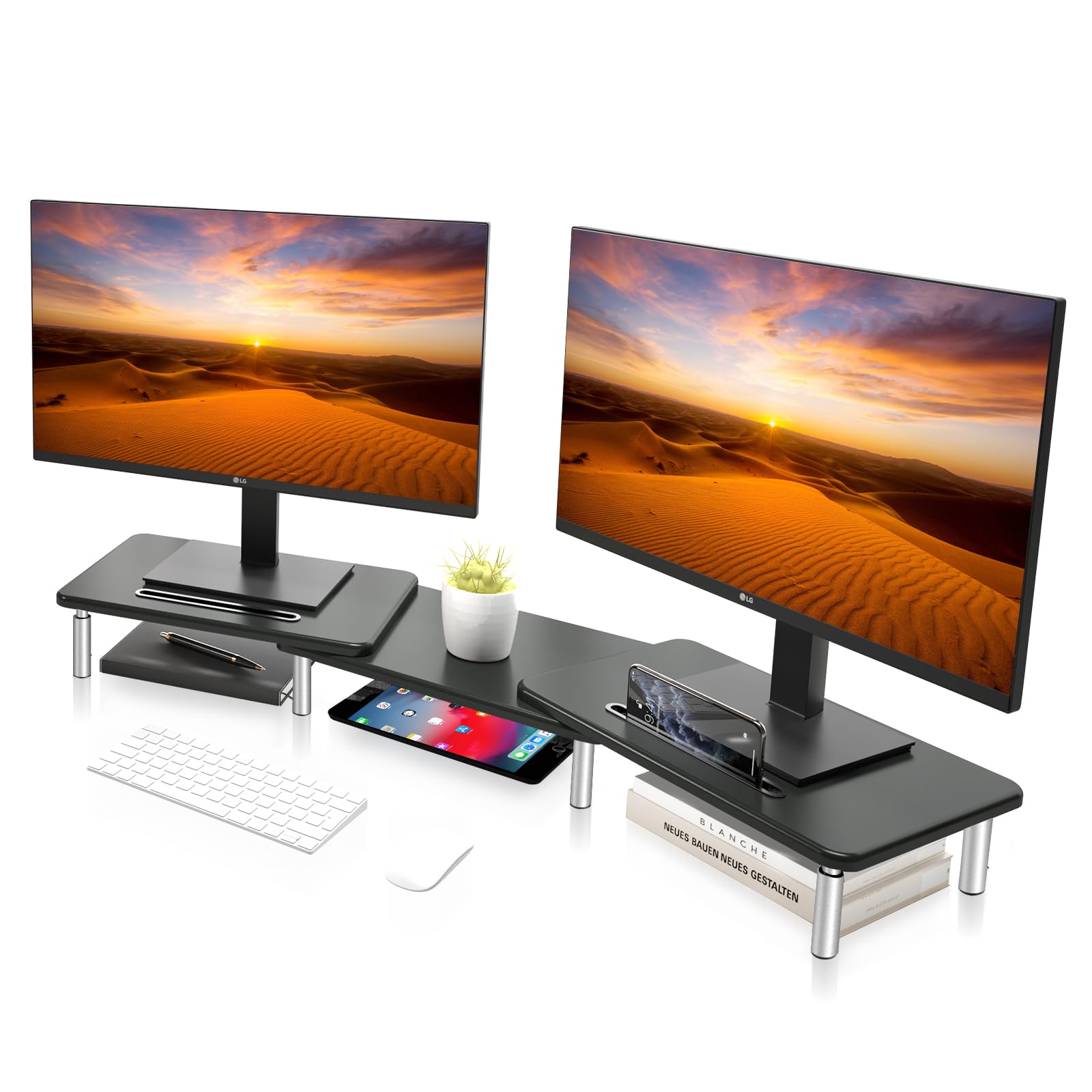 Amazon.com: suptek Dual Monitor Laptop Stand Riser with Adjustable ...