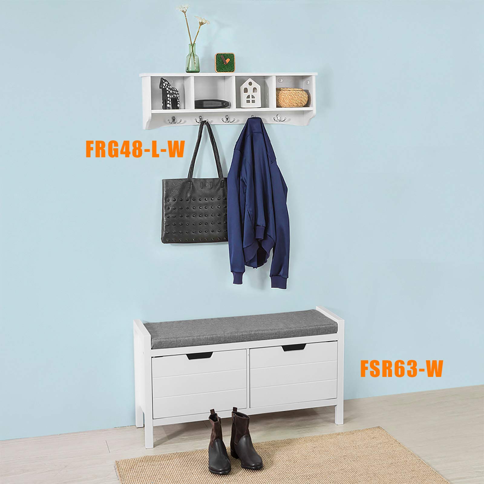 Haotian FSR63-W, White Shoe Bench Shoe Rack Shoe Cabinet Hallway ...