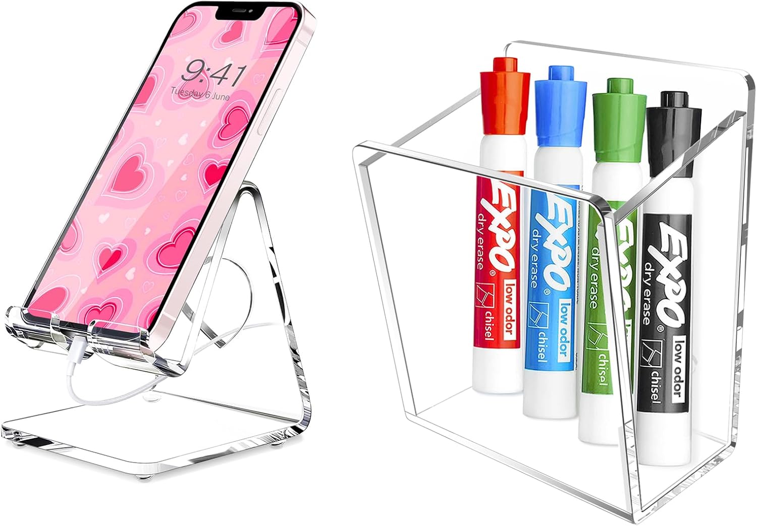 Amazon.com: Crpich Acrylic Phone Stand for Desk & Lumanman Acrylic ...