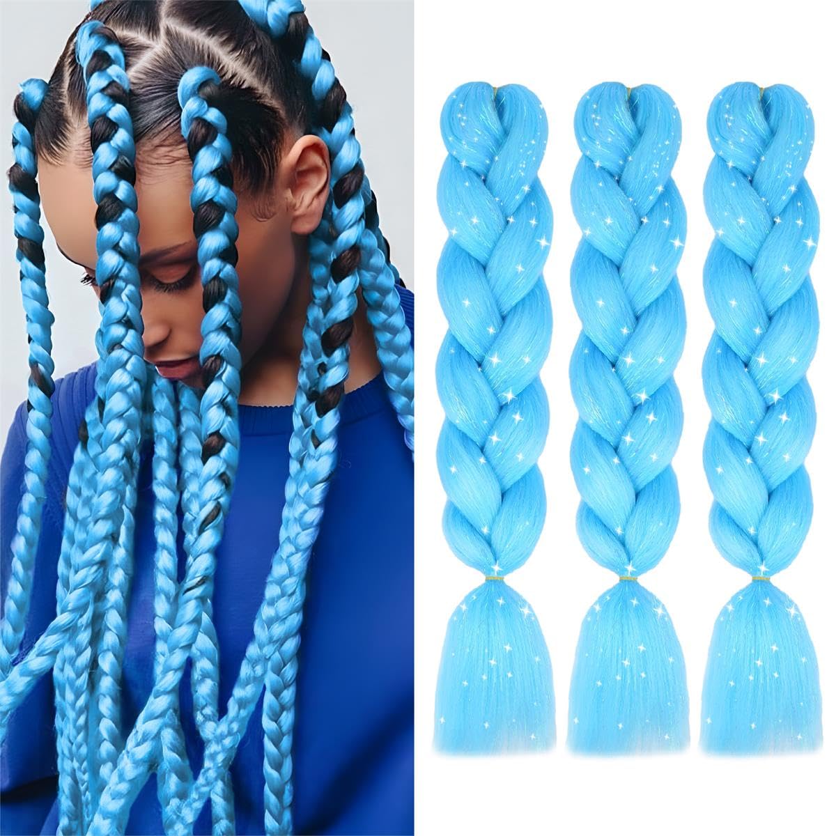 Ombre Jumbo Braiding Hair Extensions with Sparkling Hair Tinsel Strands ...