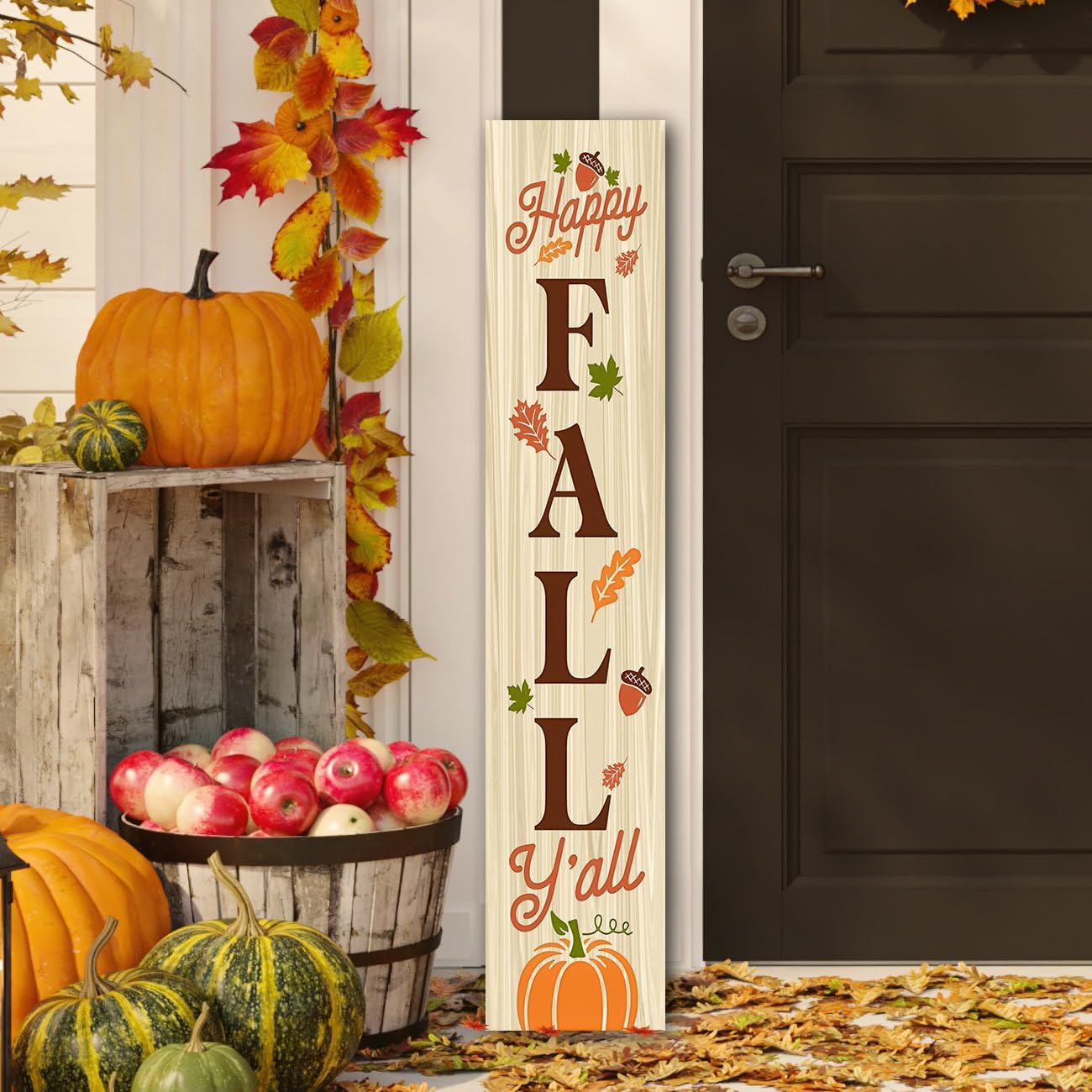 Amazon.com : Happy Fall Sign Autumn Front Door Hanging Decor Welcome ...