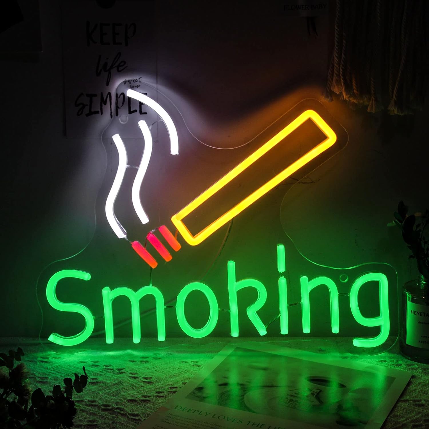Jesalah Smoking Neon Sign Led Letters Neon Light 3D Dimmable Neon Sign ...