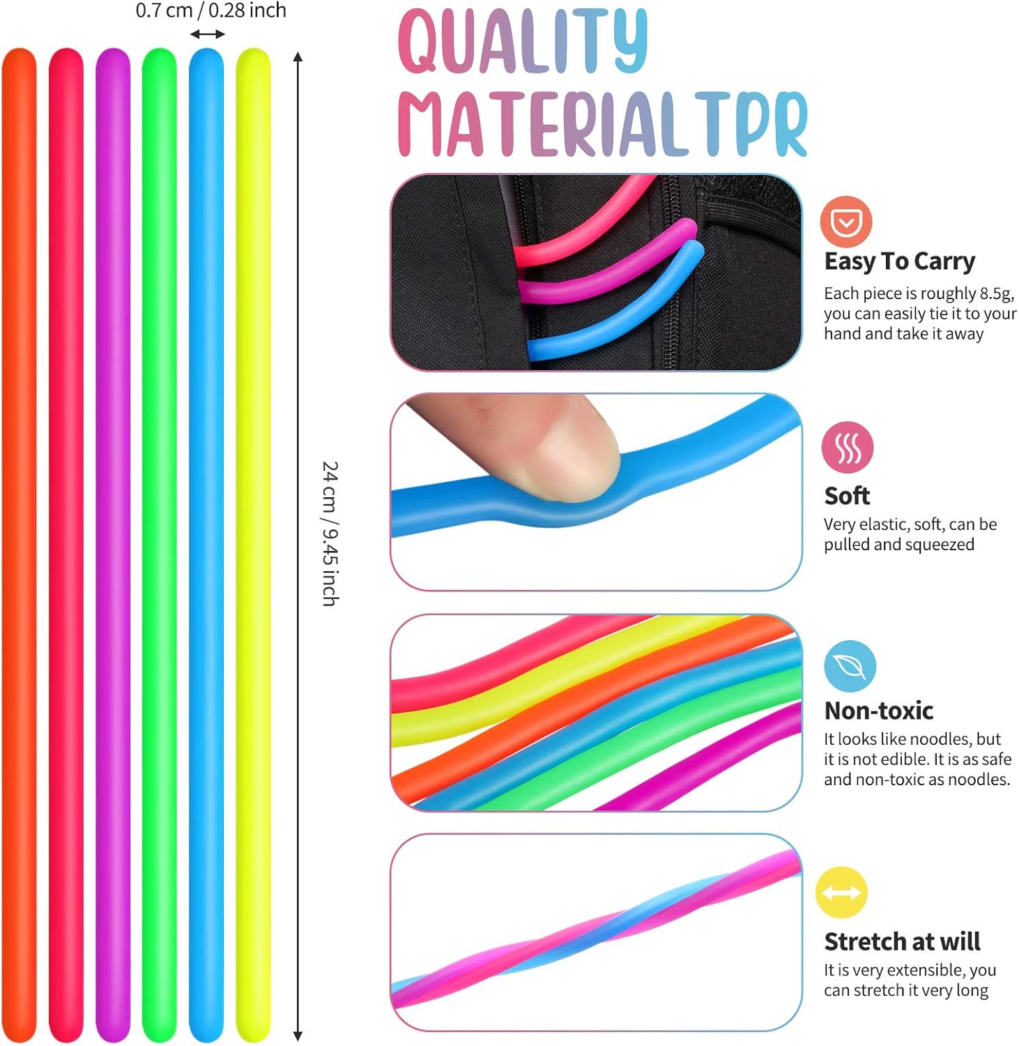 6 Pieces Sensory Stretchy String Toy Colorful Stretchy String Sensory ...