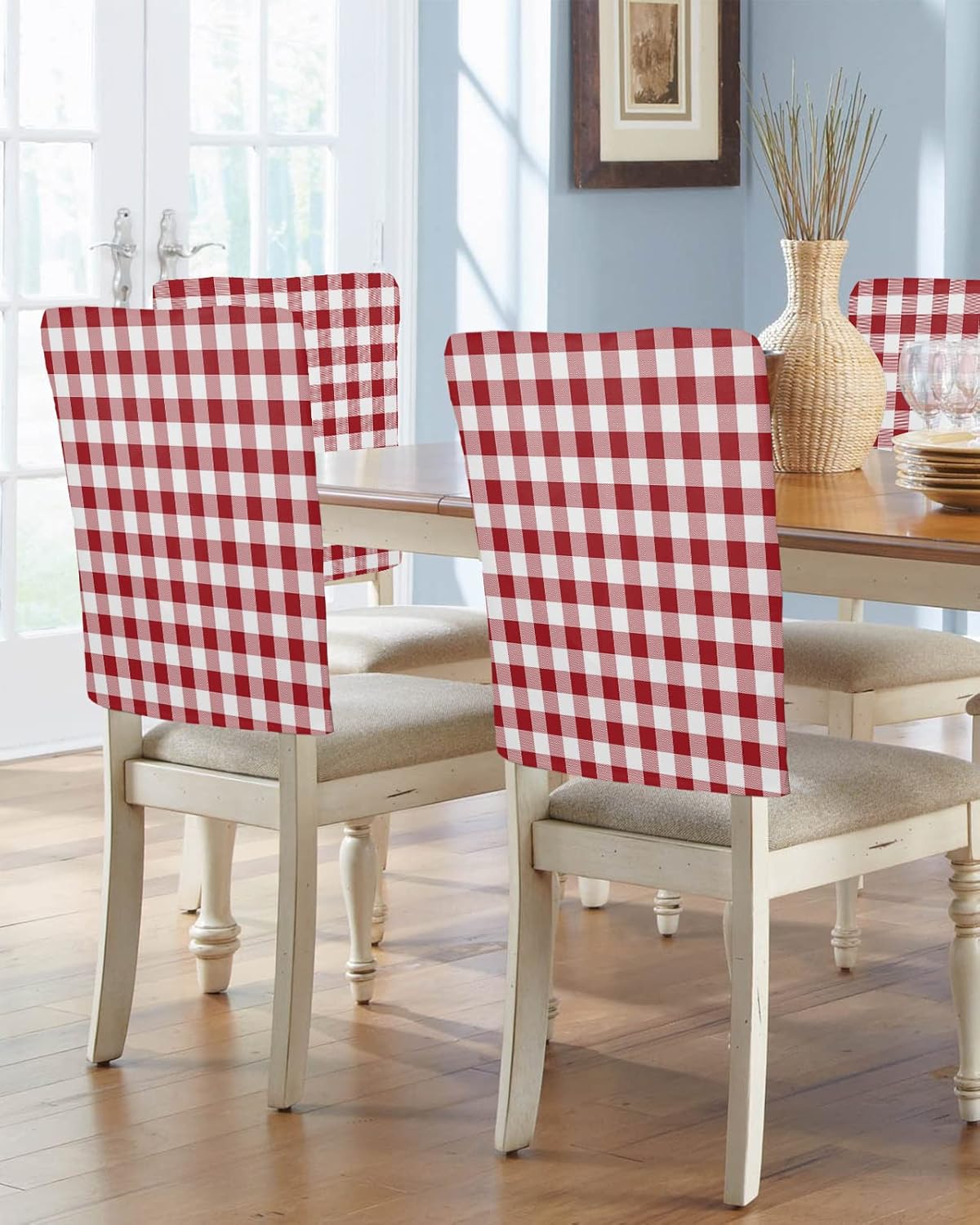 Amazon.com: Chair Back Cover, Farmhouse Decoration Farm Red and White ...