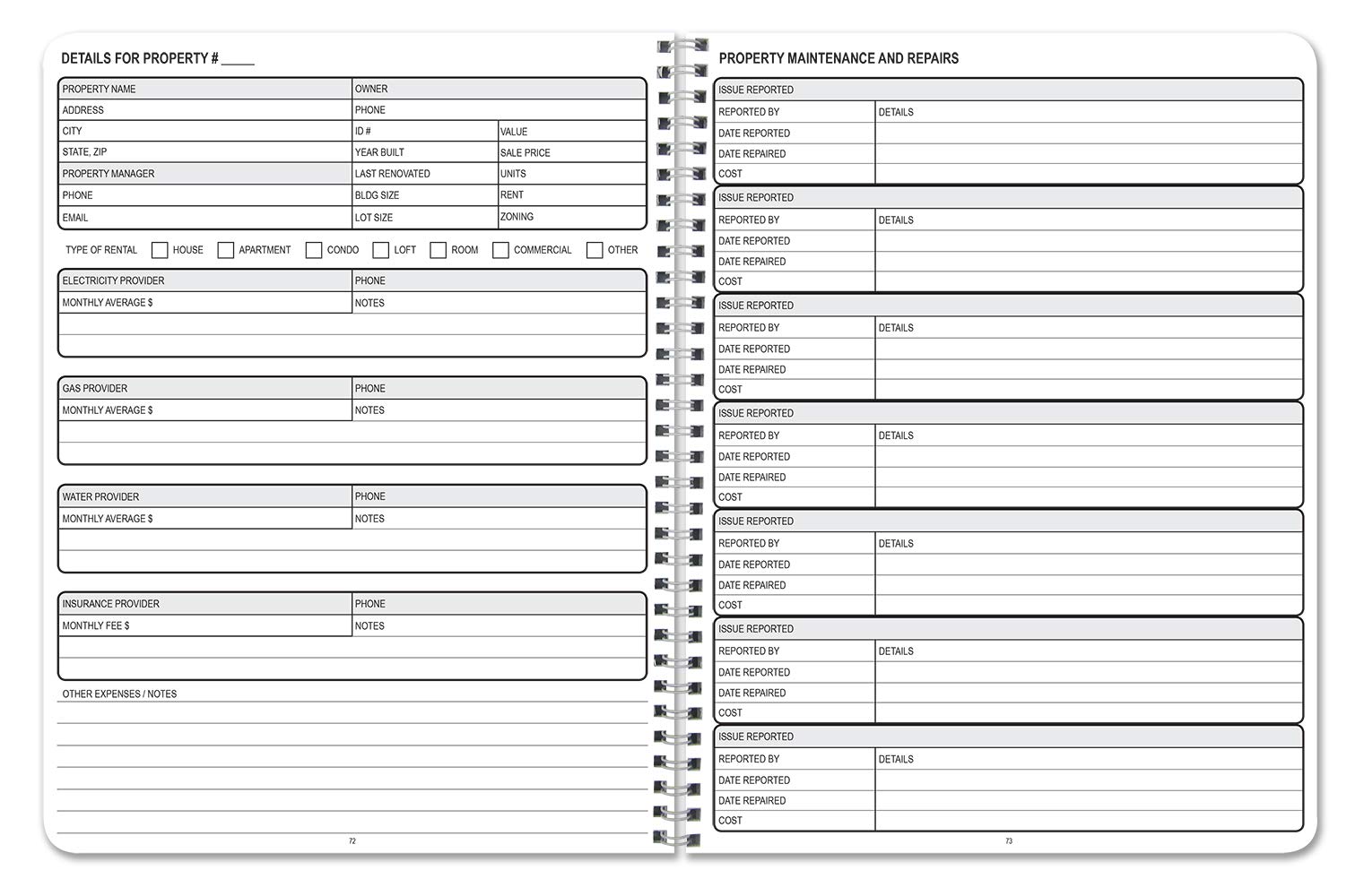 Snapklik.com : BookFactory Rental Property Record Book/Landlord Renter ...