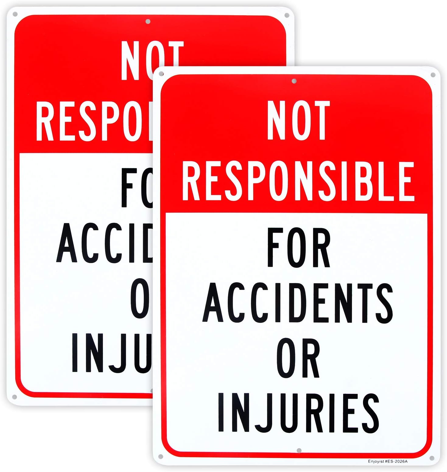 Amazon.com: 1PC Not Responsible for Accidents or Injuries Sign, 12 x 8 ...
