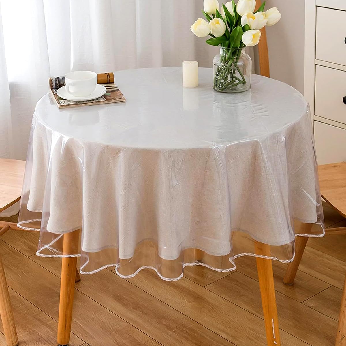 Amazon.com: IBEQUEM Clear Plastic Tablecloth Protector, Rectangle ...