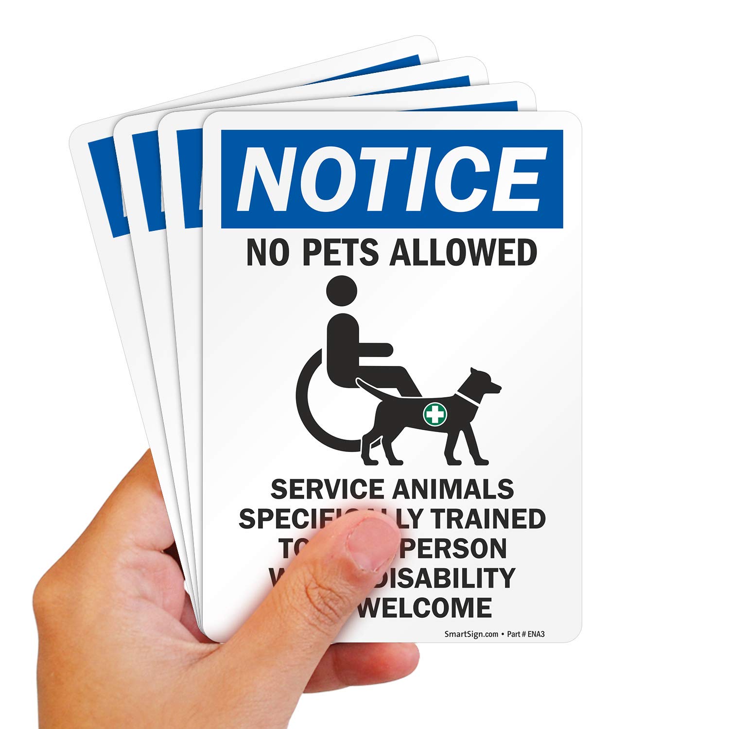 Amazon.com: SmartSign 4-Pack 7" x 5" 'Notice No Pets Allowed Service ...