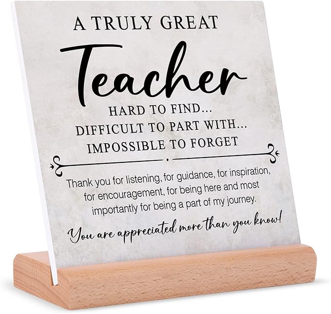 Gowelly Teacher Gifts - Acrylic Plaque with Wooden Base, Thank You ...