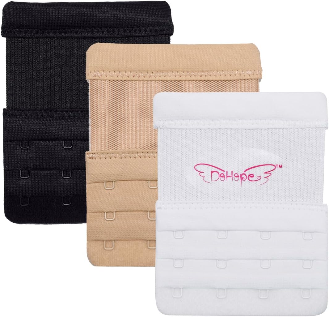 Amazon.com: 3pcs Elastic Back Bra Extender 4 Hook 3 Rows Extension ...