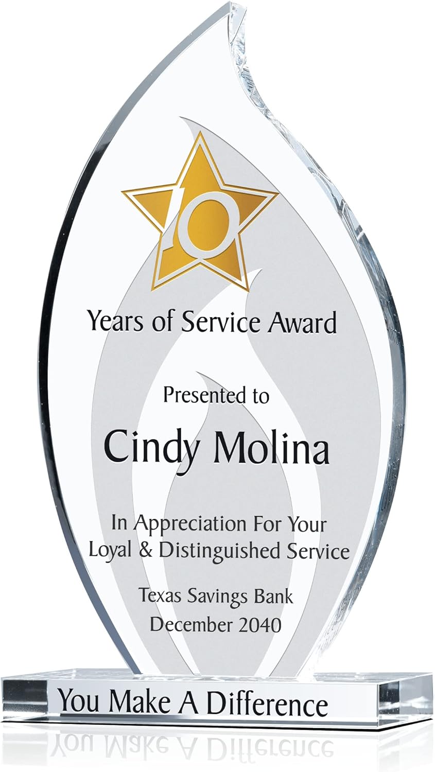 Amazon.com: Personalized Crystal Flame Employee Service Recognition ...