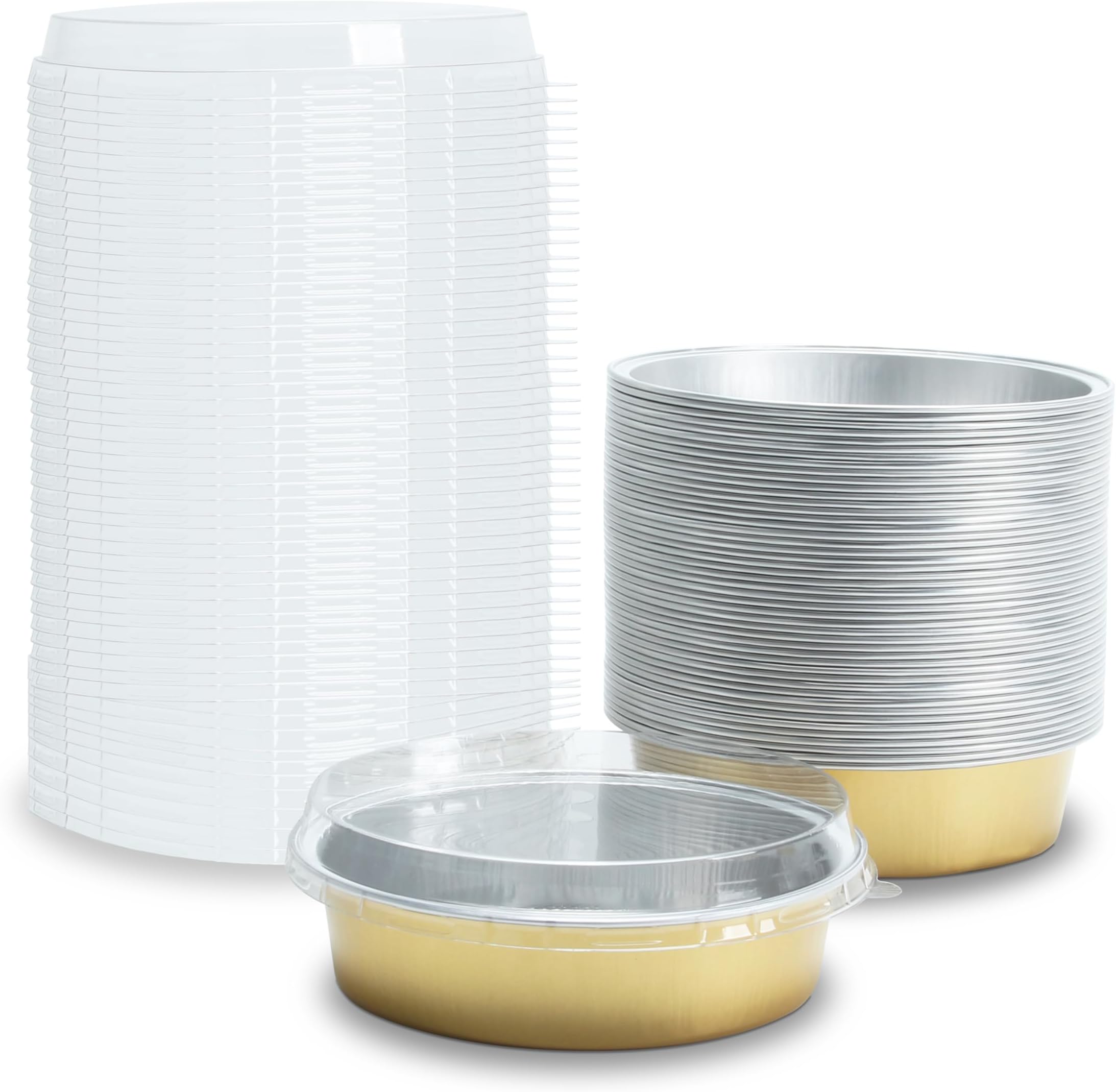 Amazon.com: Creme Brulee Cups, 7.2oz 50Pcs Gold Mini Cake Pans with ...