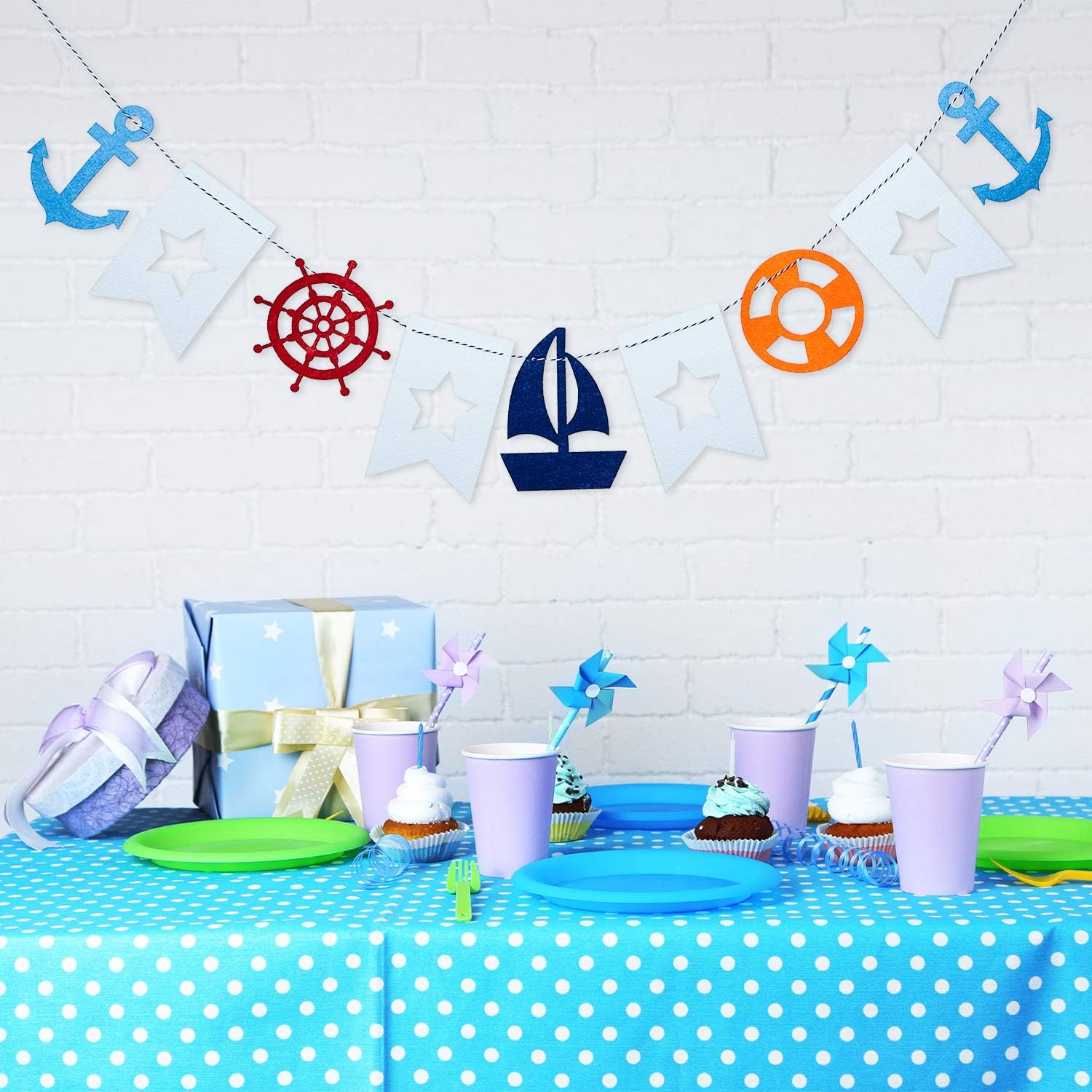 Boao 2 Pieces Nautical Bunting Banner Cruise Door Decorations Sailboat ...