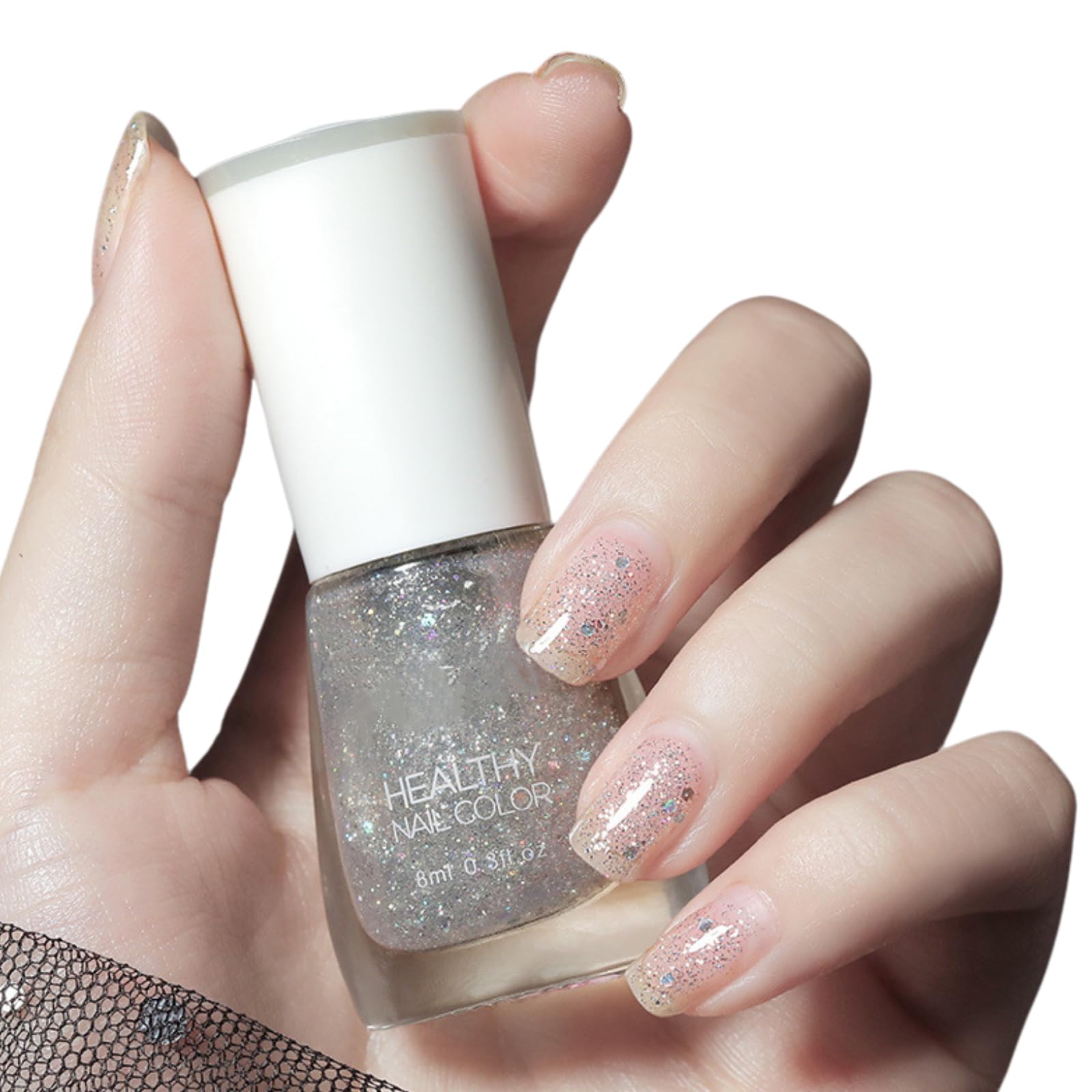 TBeautfave Clear Glitter Nail Polish, Peel off Nail Polish Quick Dry ...