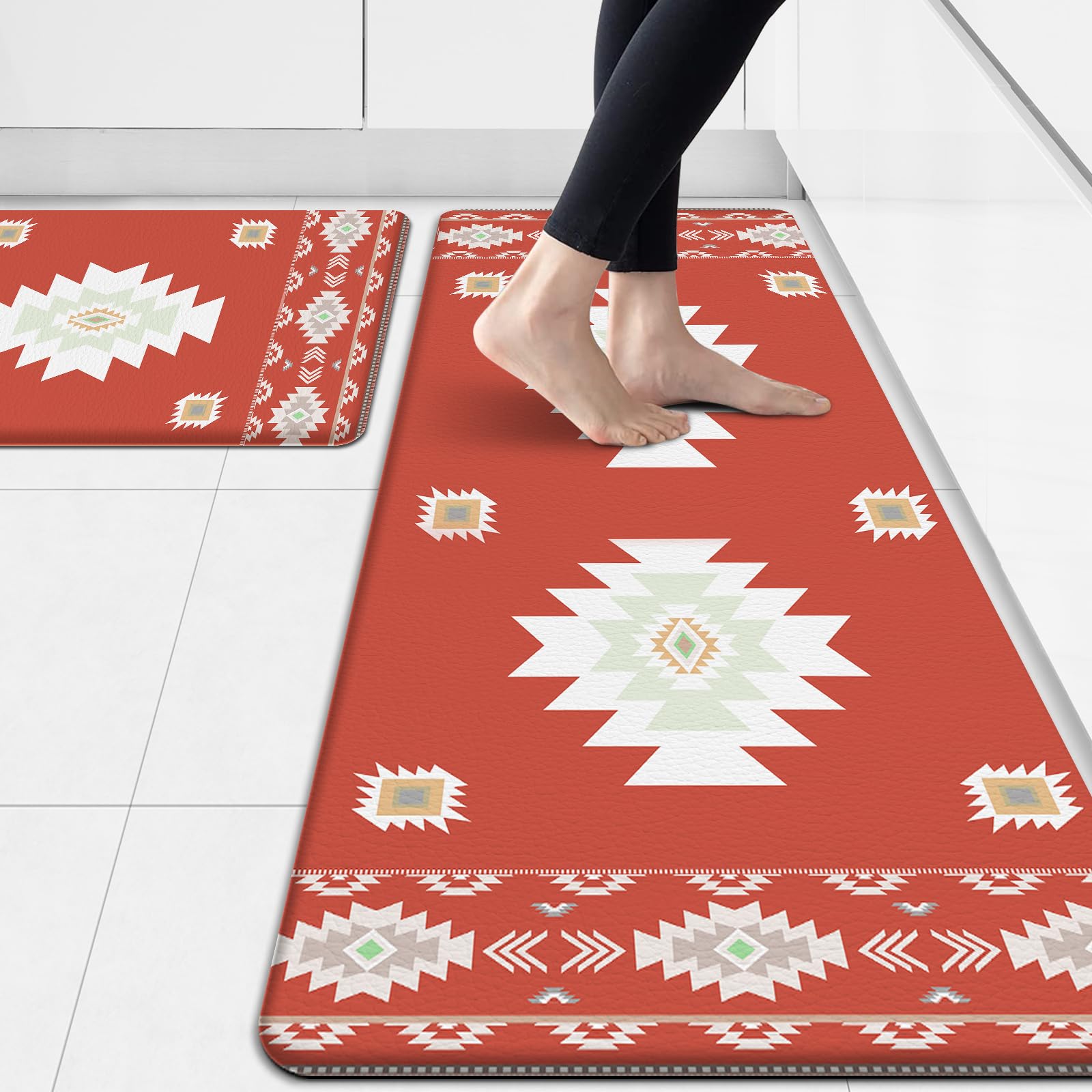 Amazon.com: GulongYa Red Kitchen Rugs Set of 2 Western Kitchen Floor ...