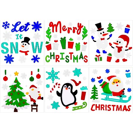 Amazon.com: XIMISHOP 6pcs Christmas Gel Window Clings,Xmas Santa Claus ...