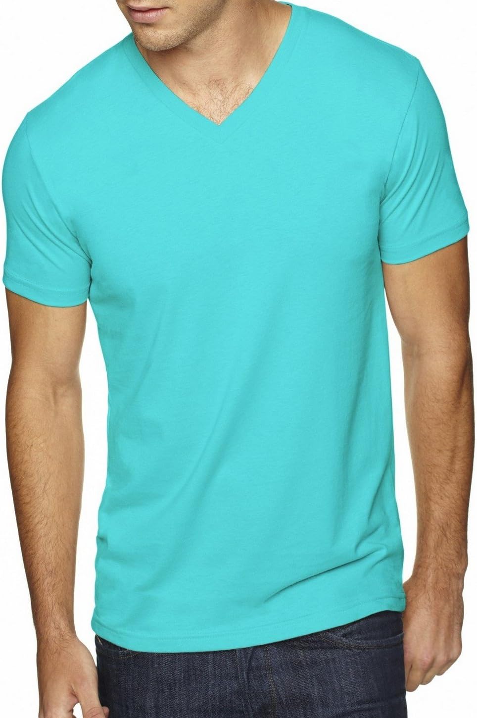 Next Level 6440 Premium Fitted Sueded V-Neck Tee Tahiti Blue Small ...