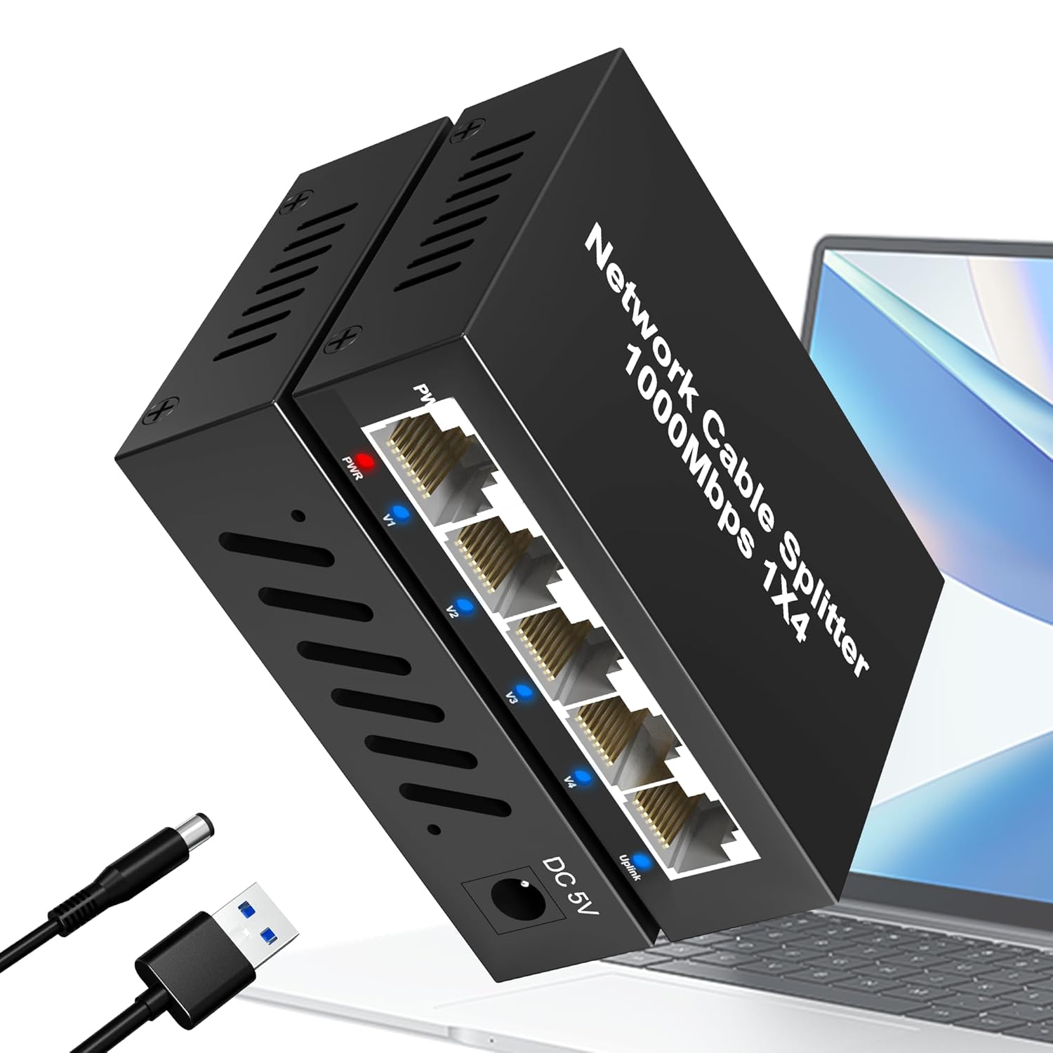 Gigabit Ethernet Splitter 1 to 4 High Speed 1000Mbps, LAN Splitter ...