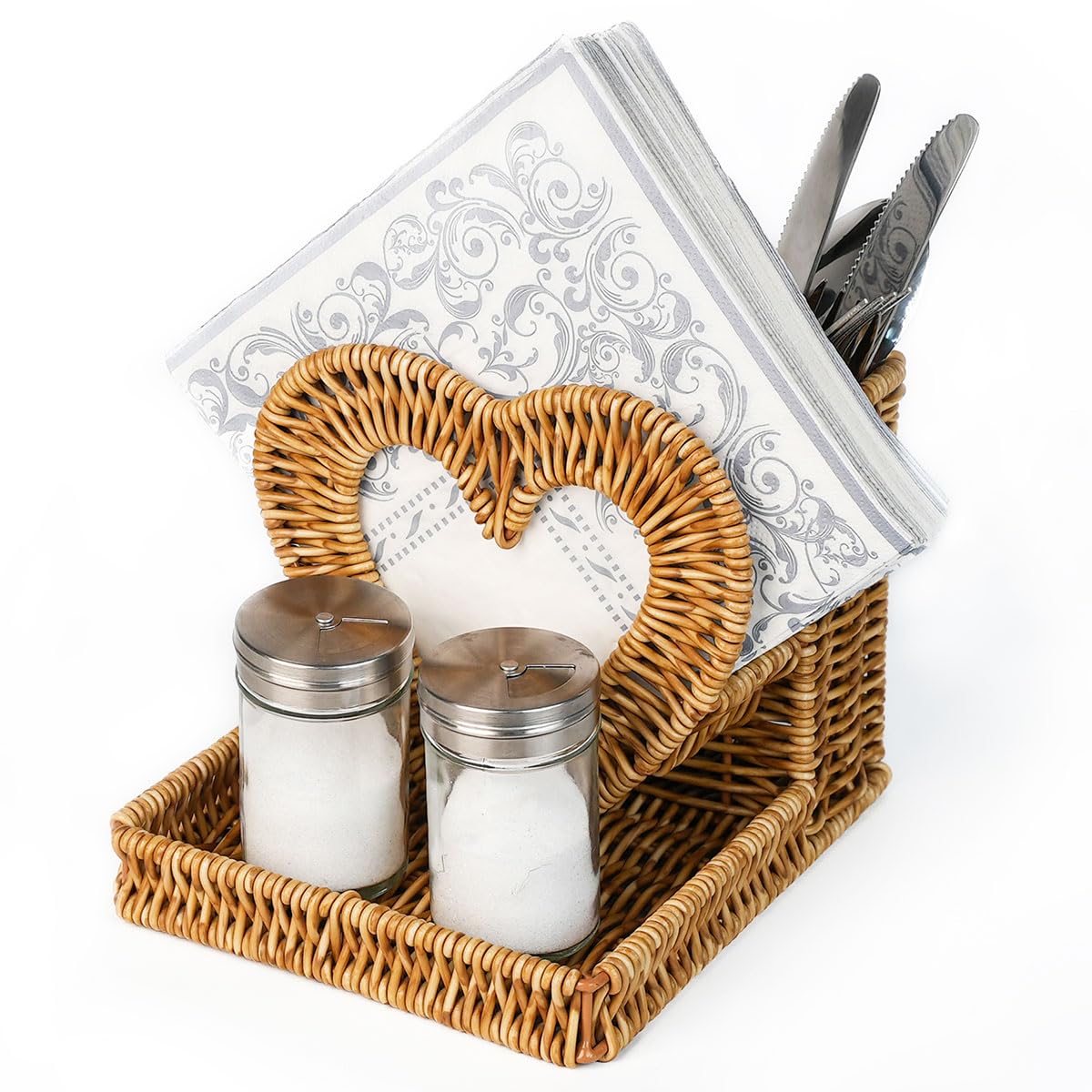 Amazon.com: Handmade Rattan Napkin Holder with Salt & Pepper Shaker and ...