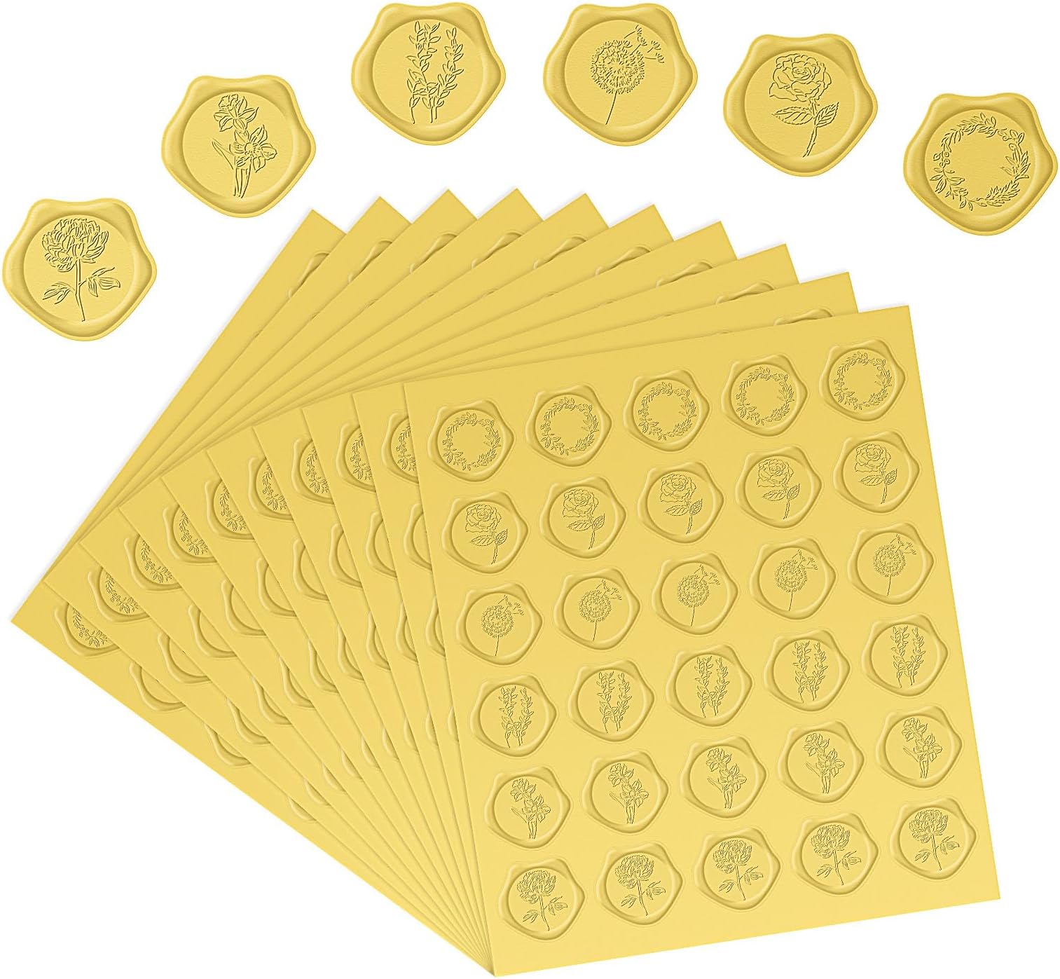 Amazon.com : 30 Sheets Decorative Gold Circle Envelope Seals Stickers ...