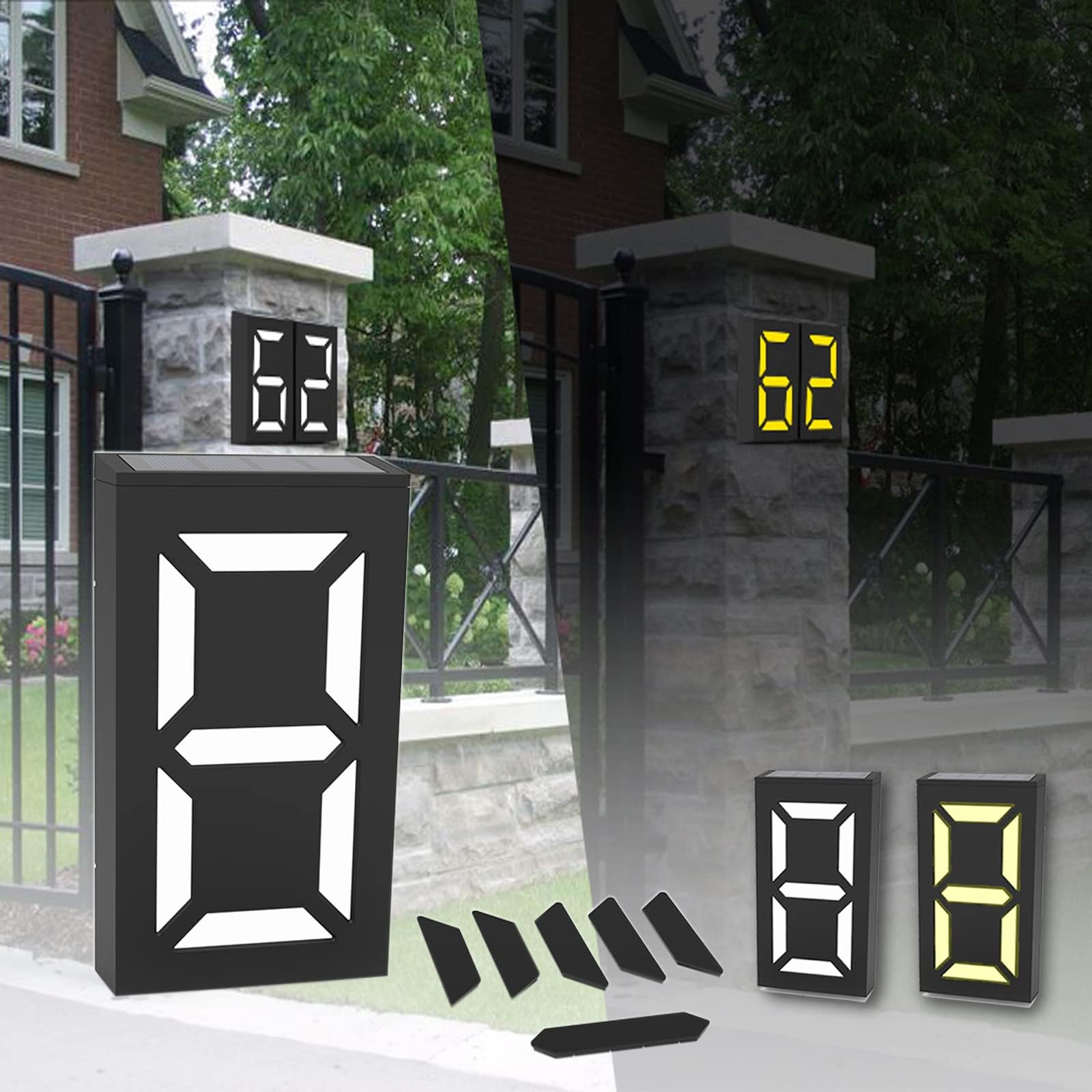 TINYOUTH Solar LED House Number with Dual Colour & 8 Lighting Modes ...