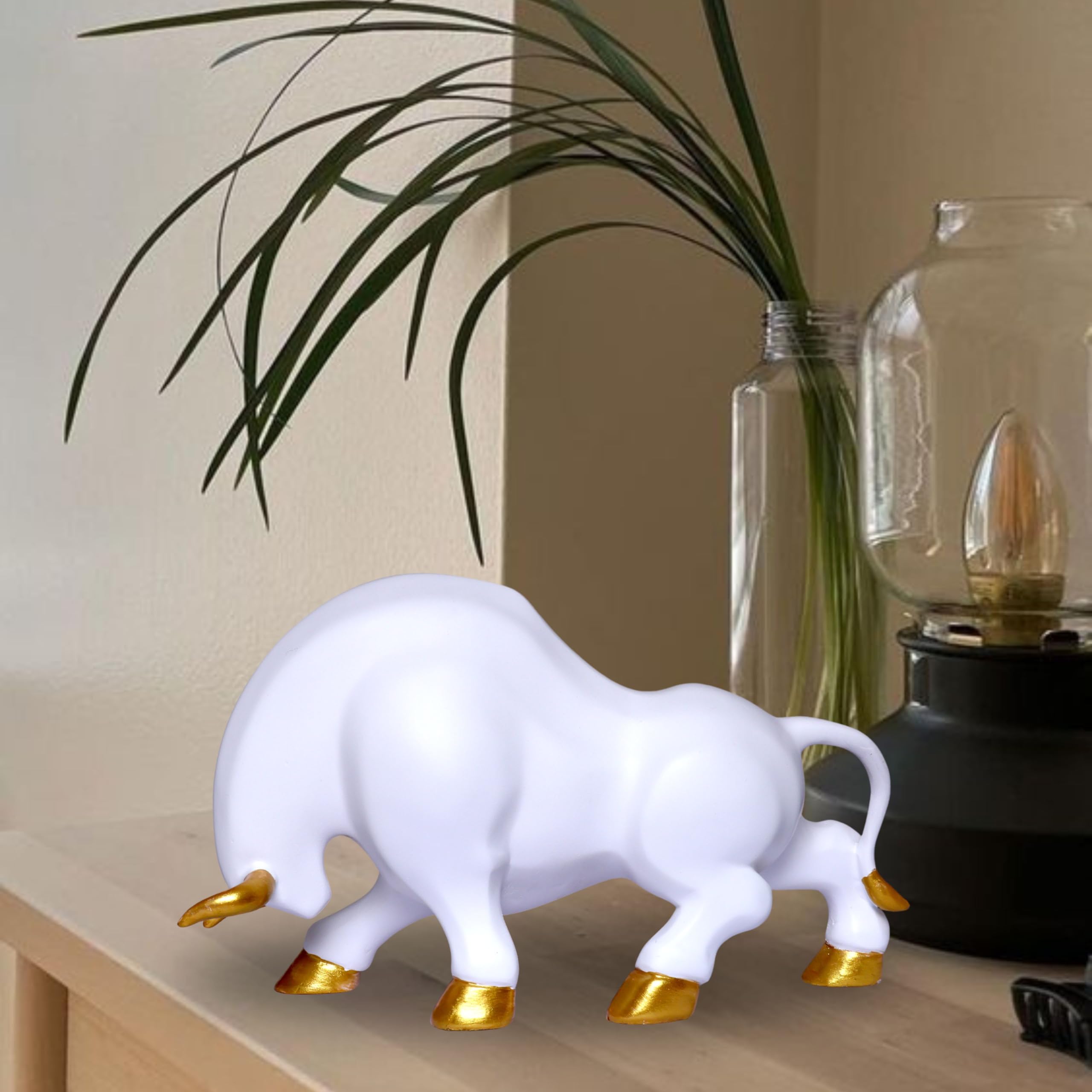 Buy Bull Animal Sculpture Feng Shui Statue Wild Animals Collection Home ...