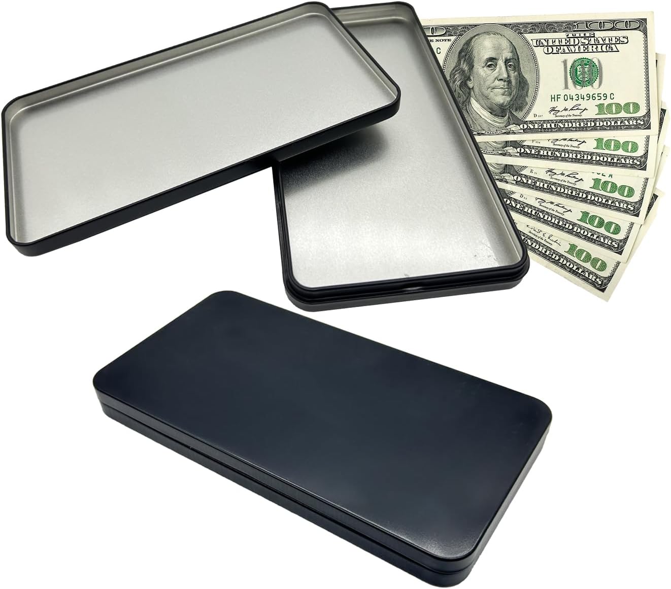 Amazon.com: 2Pcs Black Metal Cash Box, Cash Organizer, Single Row ...