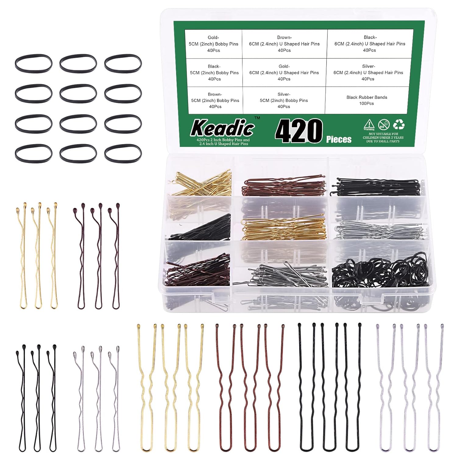 Amazon.com : Keadic 421Pcs Metal Hair Pins Kit with Storage Case ...