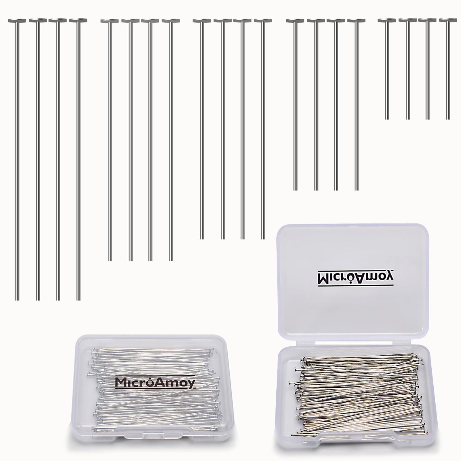 Amazon.com: MICROAMOY 260pcs Silver Filled Flat Head Pins Non Tarnish ...