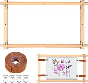 Amazon.com: RVEFOT Wooden Cross Stitch Frame, Embroidery Scroll Frame ...