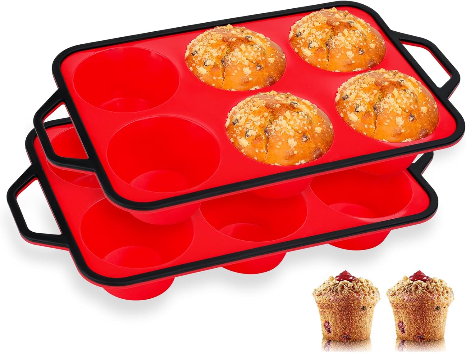 Amazon.com: Vinino Jumbo Muffin Pan with Metal Reinforced Frame-2Pack ...