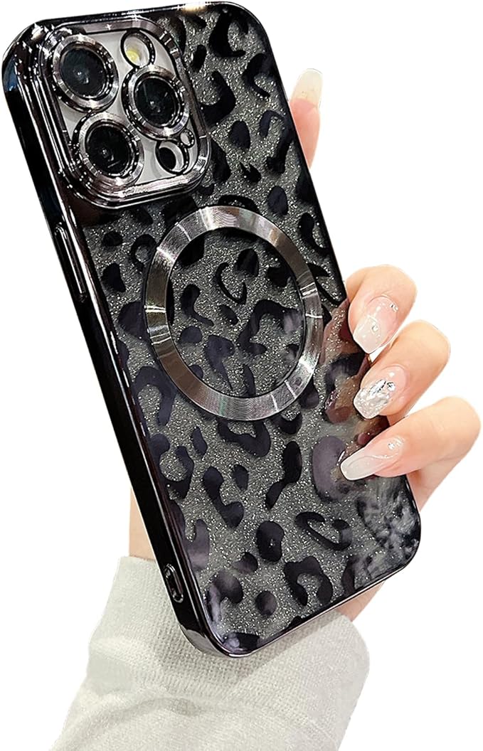 Amazon.com: ZONRW for iPhone 15 Pro Max Case Magnetic,Soft Cute Luxury Leopard Cheetah Pattern ...