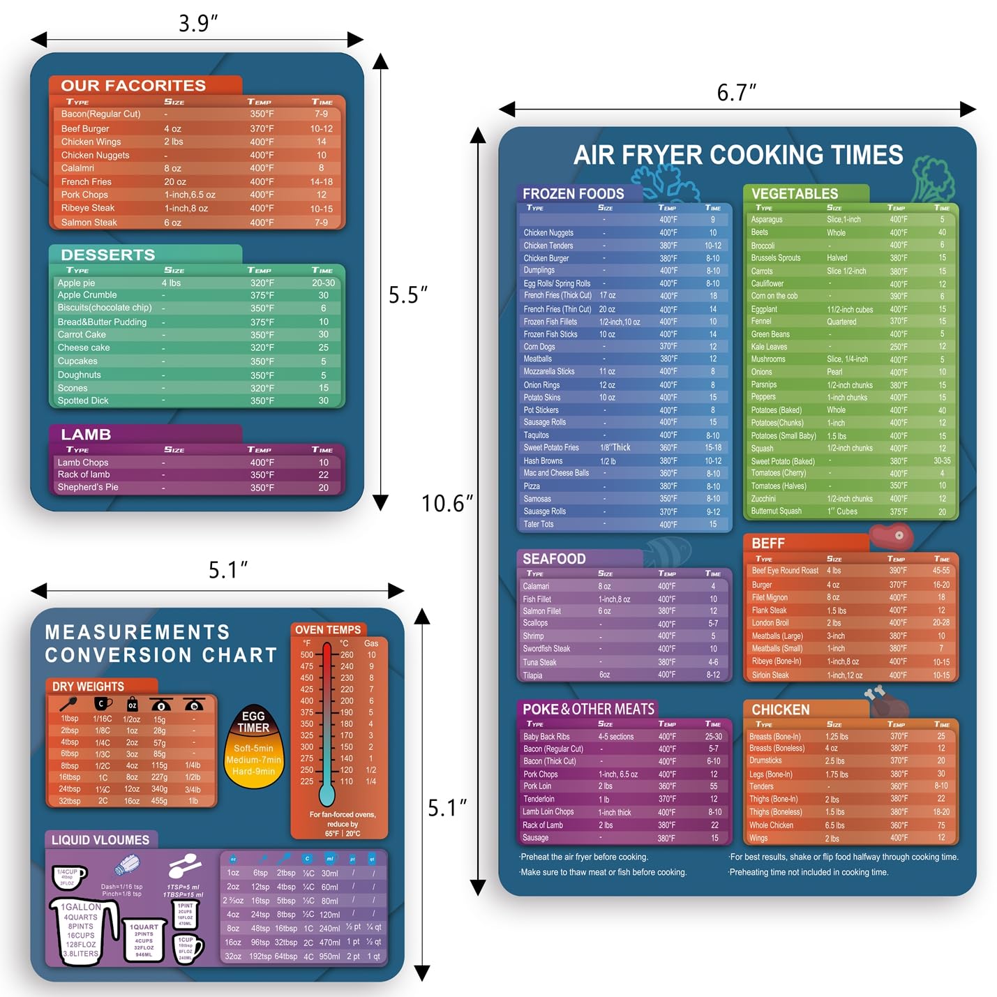 Snapklik.com : Air Fryer Magnetic Cheat Sheet And Kitchen Conversions ...