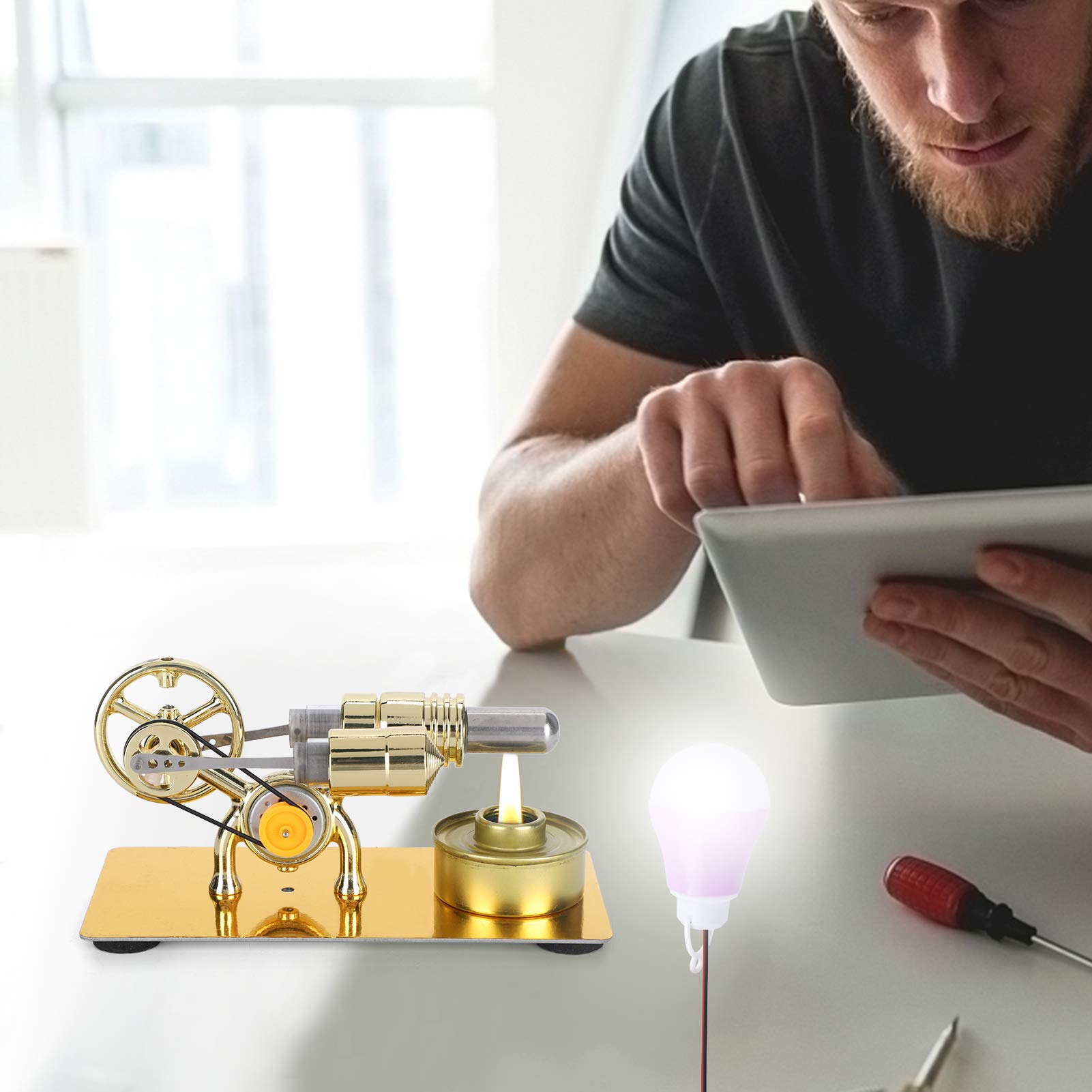 Stirling Engine, Model Engine Kits, Model Generator Motor Bulb External ...