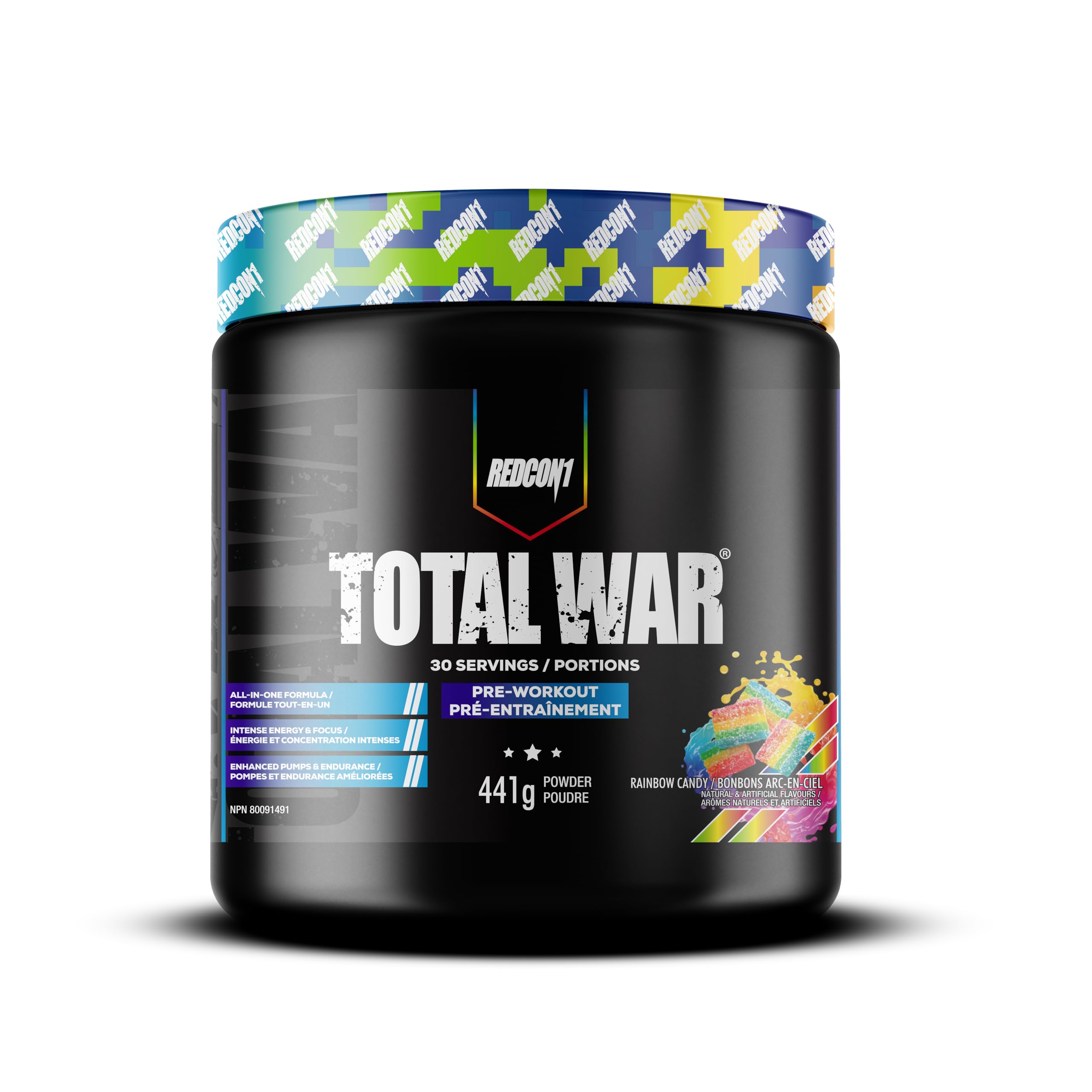 REDCON1 Total War Pre Workout Powder, Rainbow Candy - Beta Alanine ...