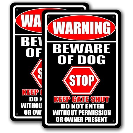 Amazon.com : Beware of Dog Warning Signs for Gates Funny Dogs Metal ...