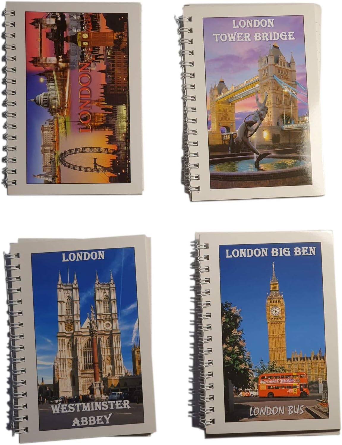 London Photos Notebooks Set of 12 – A6 Size/Wirebound Notepads / 3 with ...