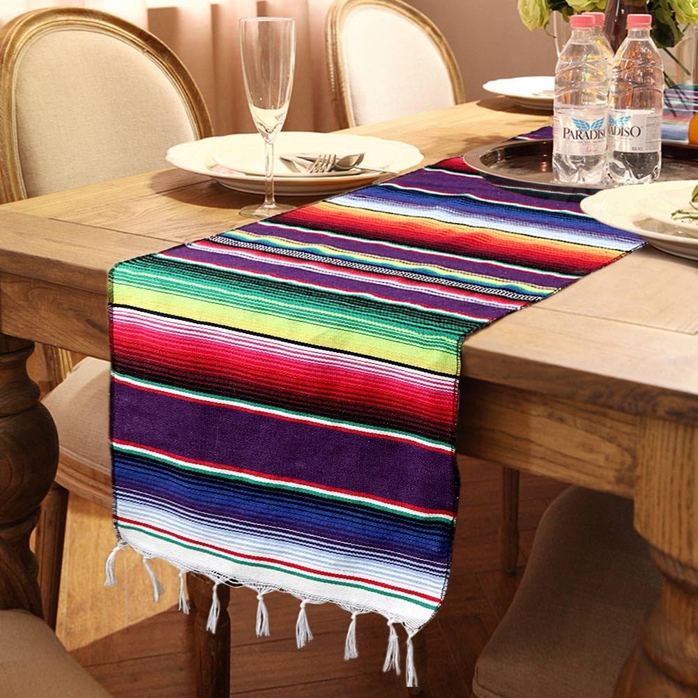 Amazon.com: OurWarm 14 x 84 inch Mexican Serape Table Runner for ...