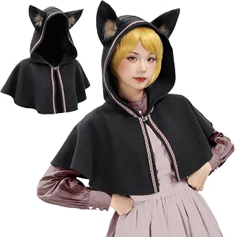 Amazon.com: PROCOS Medieval Cowl Hood with Cat Ear Vintage Renaissance ...