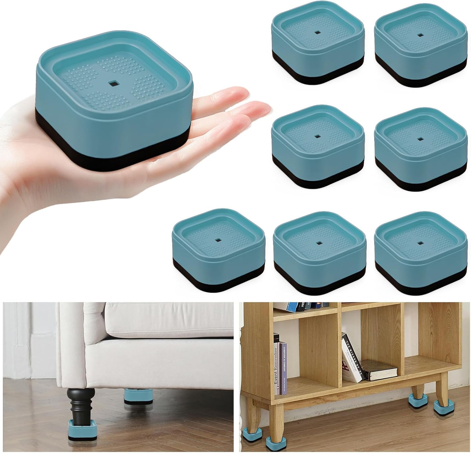 Amazon.com: Kvoike 8 Pack Furniture Risers, Adjustable Bed Risers Heavy ...